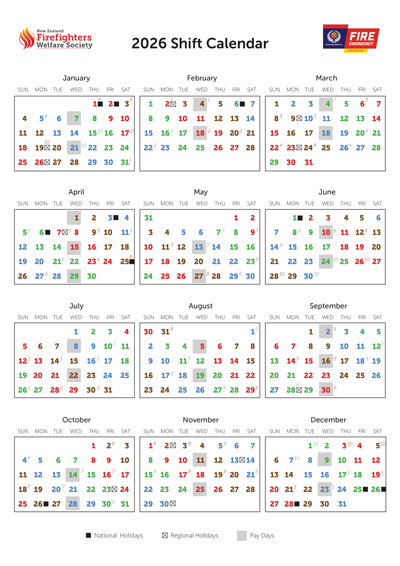 Shift Calendars - New Zealand Firefighters Welfare Society